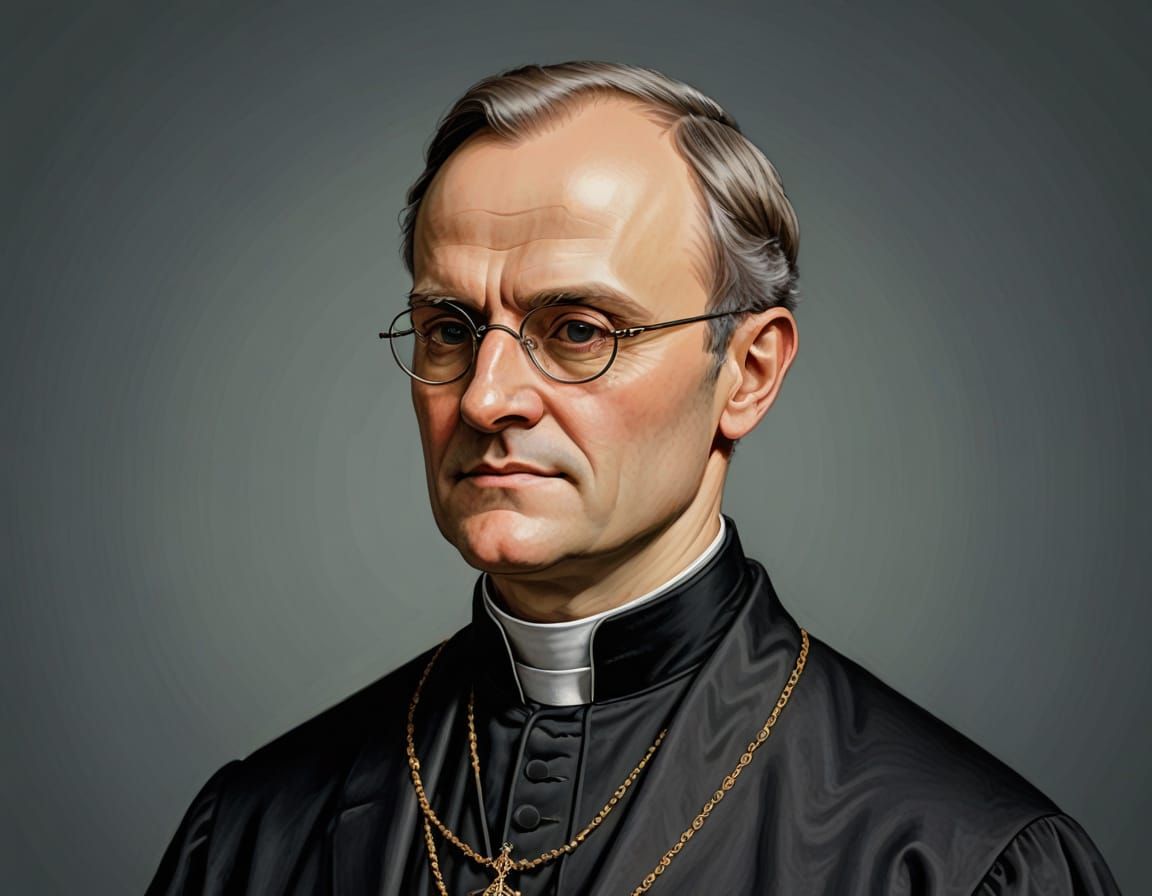 Portrait of Gregor Mendel, Catholic Priest in Full... - AI Art