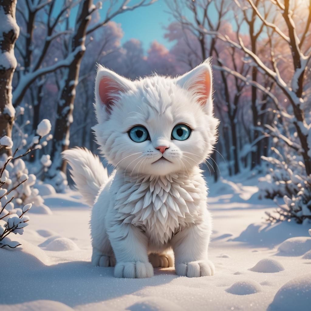 pretty white fury kitten - AI Generated Artwork - NightCafe Creator