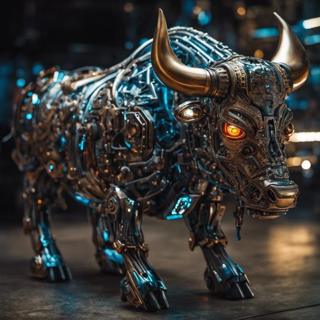 Cybernetic bull - AI Generated Artwork - NightCafe Creator