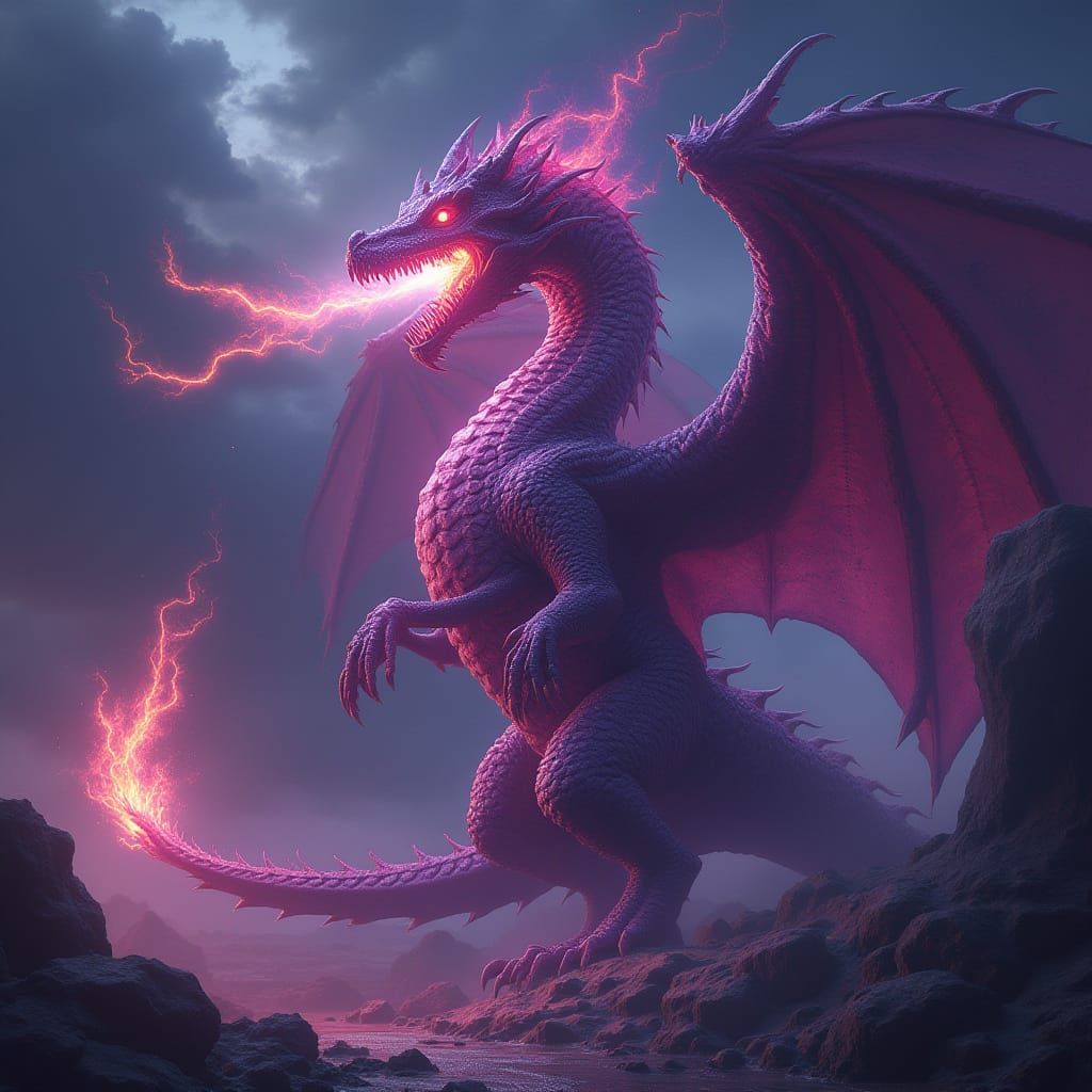 nuclear dragon purple - Majestic Nuclear Dragon in Deep Purp...
