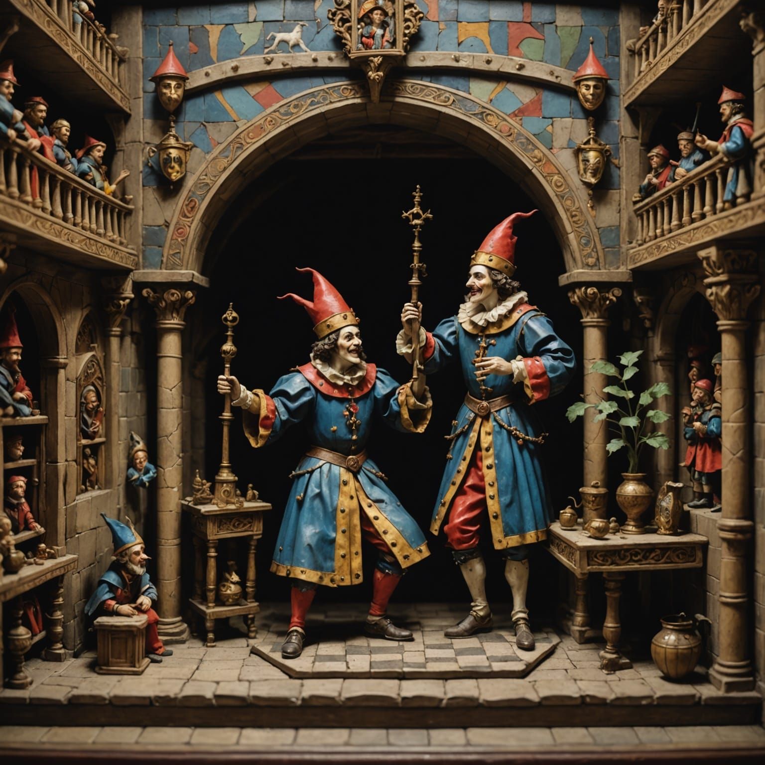 A Regal Jester in Meticulous Miniature - AI Art