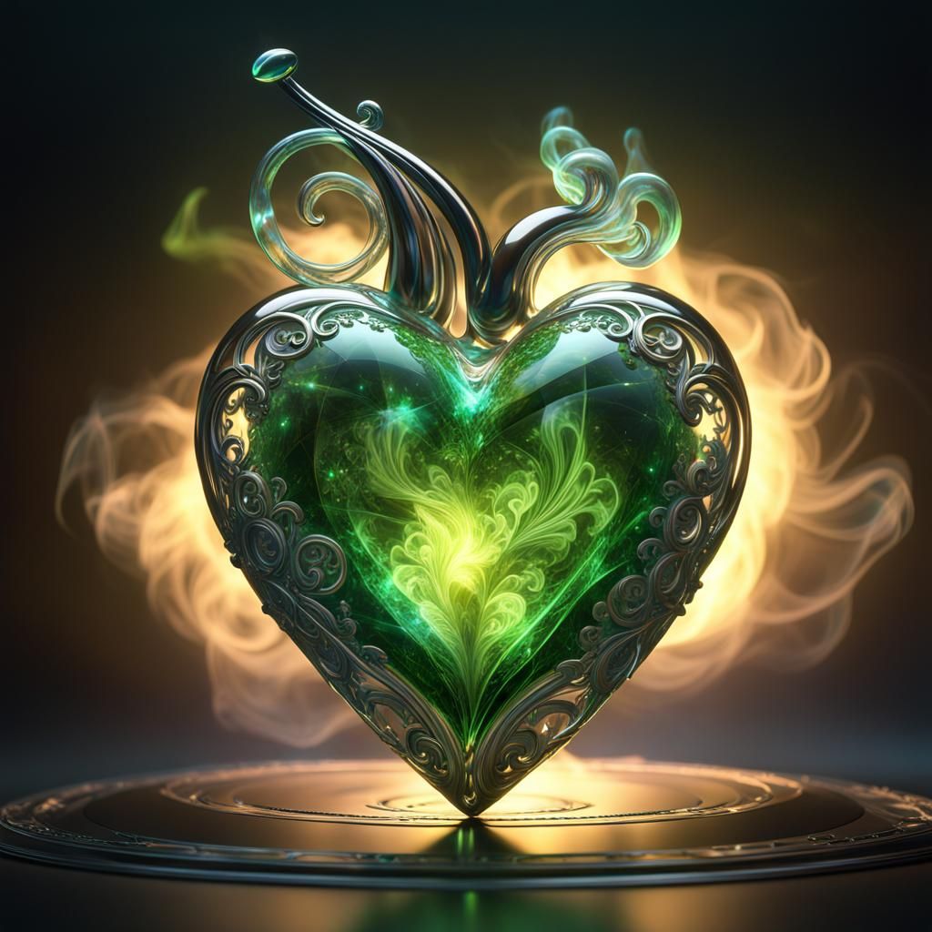 Insane depth, a delicate glass heart, smoking with cosmic energy, lime ...