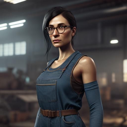 3d, Mechanic Girl, Latin, Brown eyes, tanned skin, soldering glasses ...