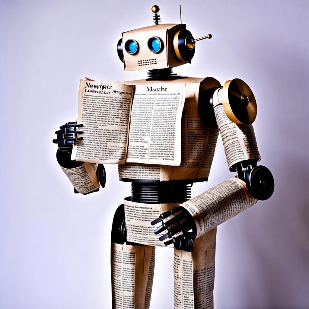 A Papier-Mâché Robot with Something to Read - AI Generated Artwork ...