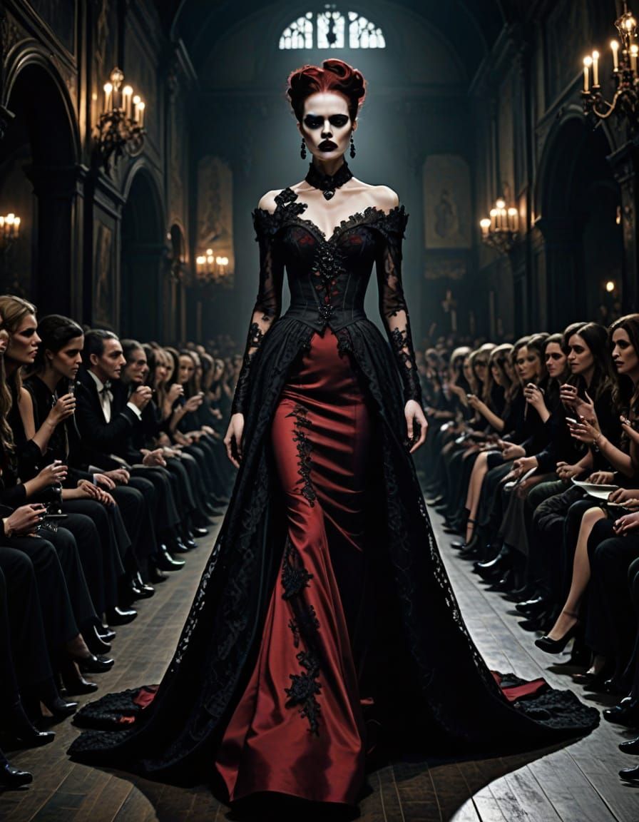 Dark fantasy fashion illustration - Elegant Vampire Couture ...