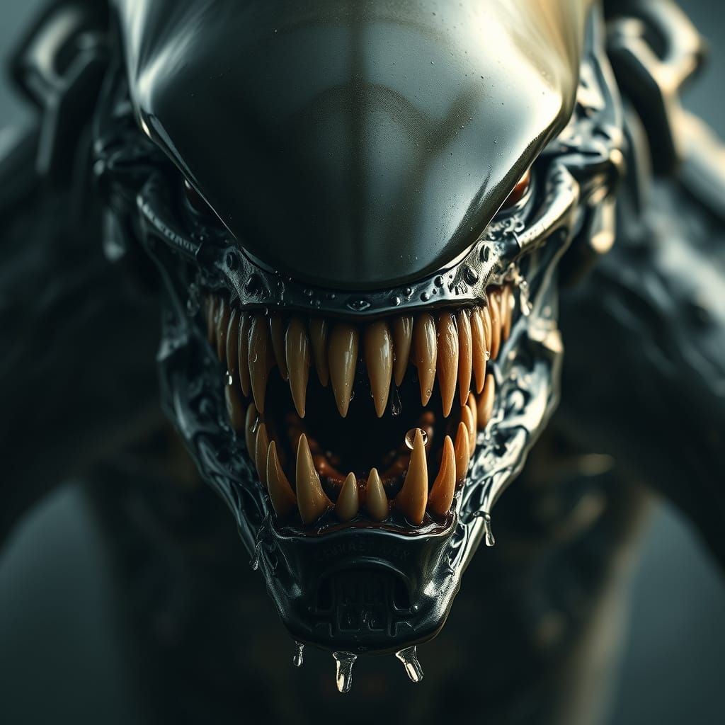 Smile - Menacing Alien Xenomorph Close-Up in Hyperrealistic ...