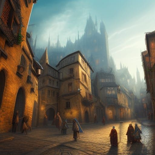 medieval city street view - AI Generated Artwork - NightCafe Creator