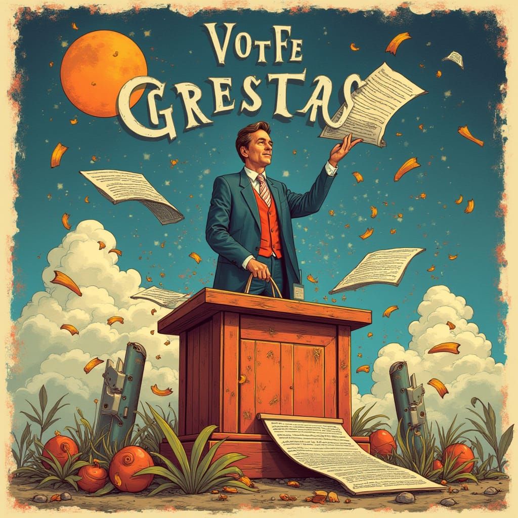 fantasie verkiezingsposter - Dreamlike Election Poster in W...