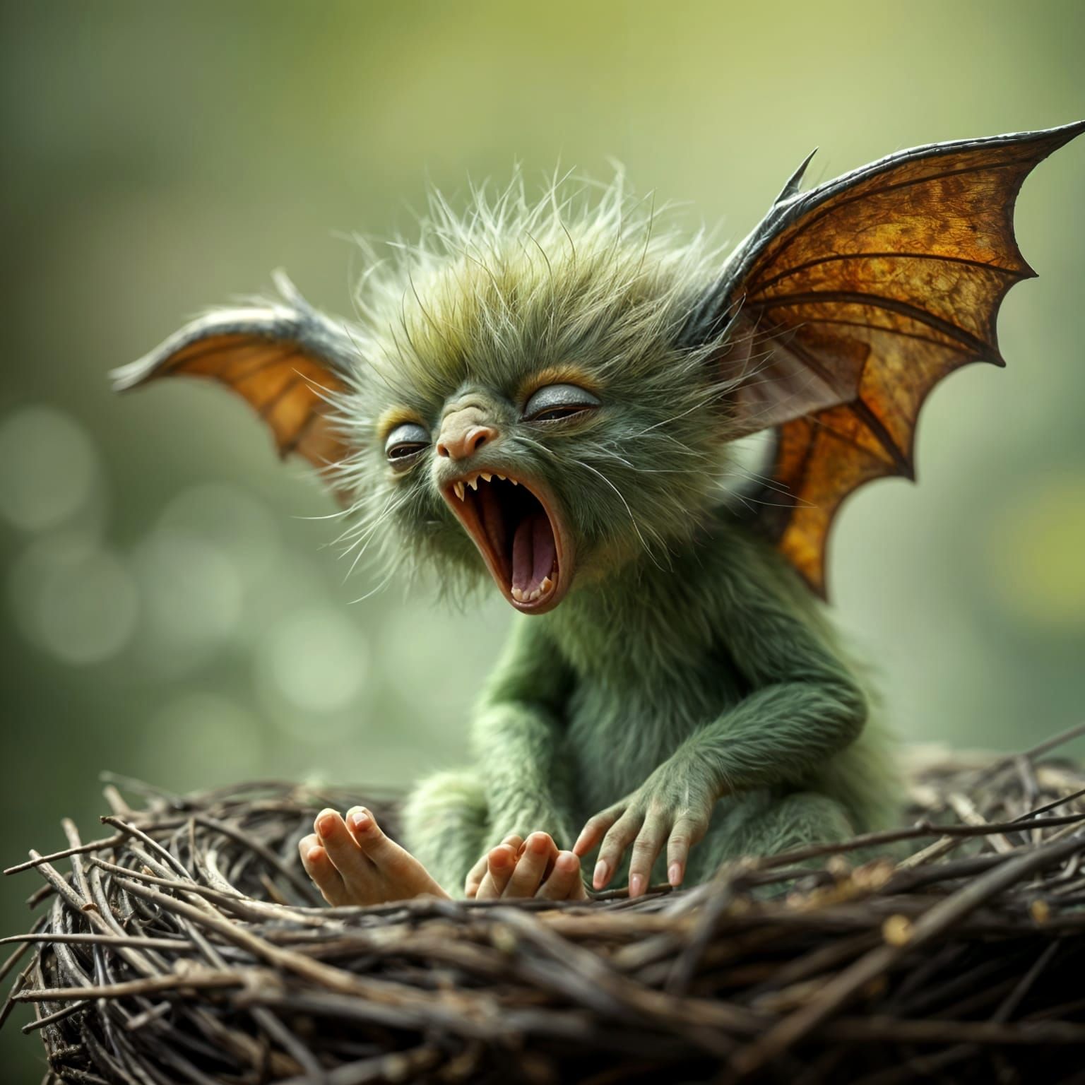 Baby chimera crying for food - Baby chimera crying for food