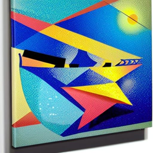 Vibrant Cubist Sunset at Sea - AI Art