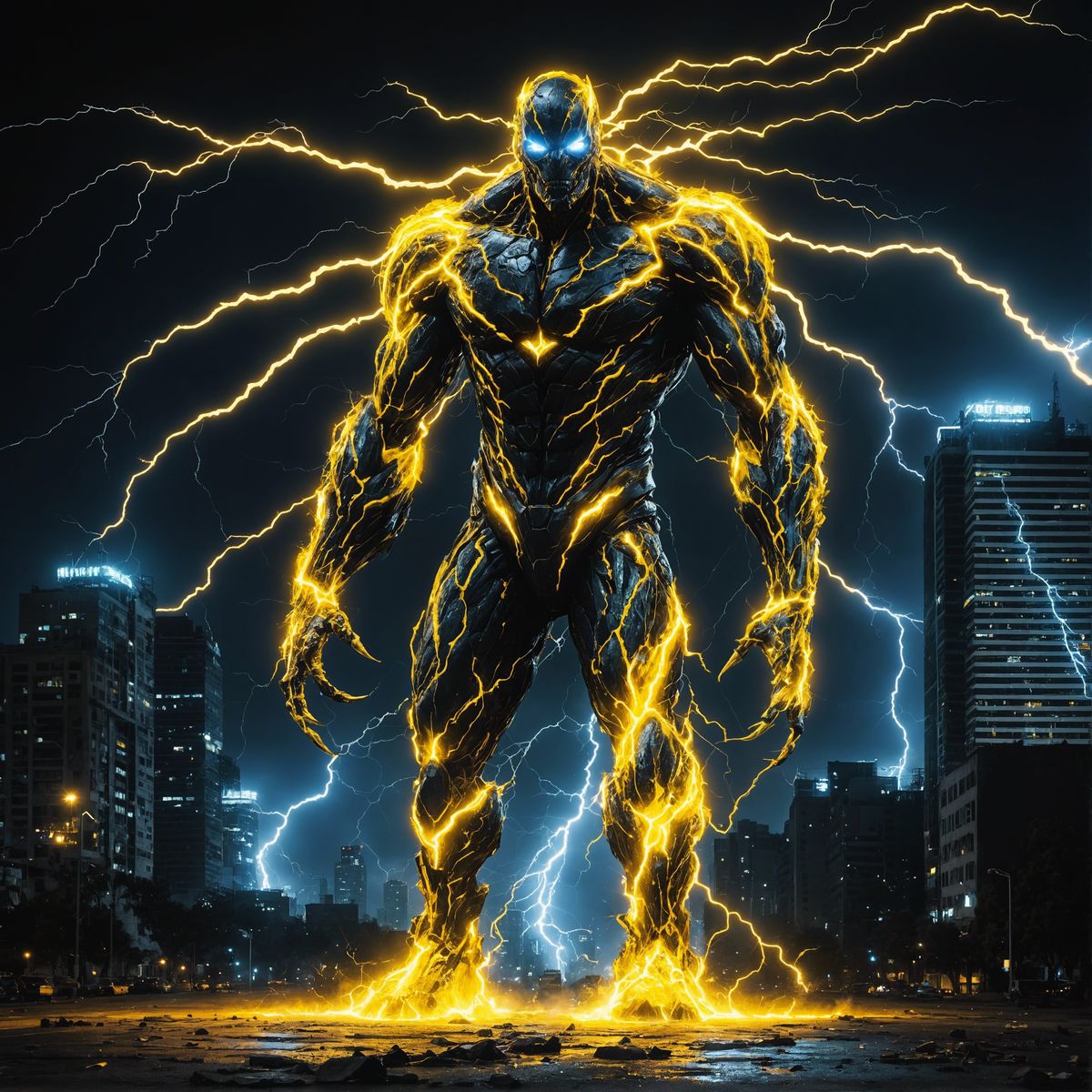 "A group of children, their faces illuminated by flashlight beams ...