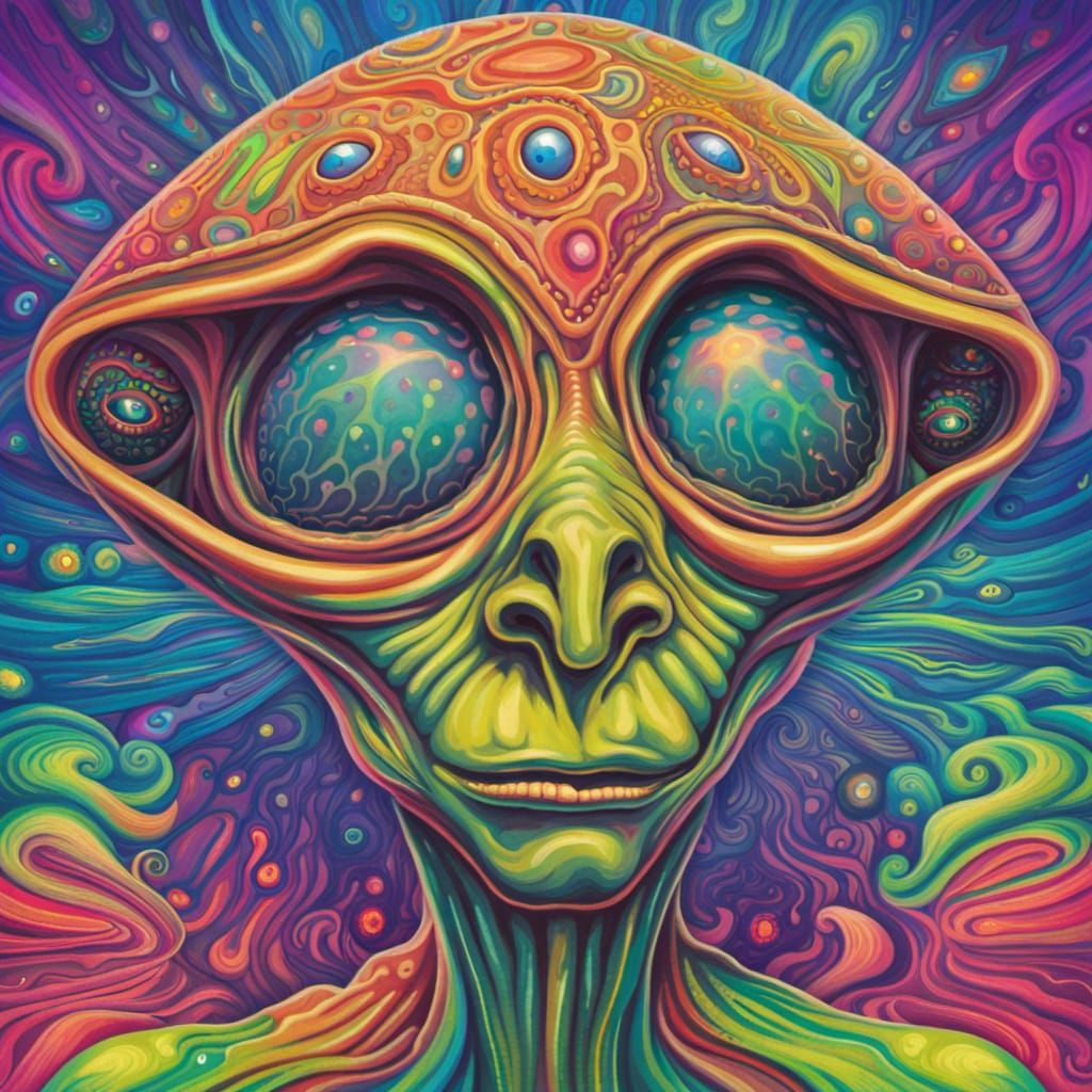 Psychedelic alien - AI Generated Artwork - NightCafe Creator