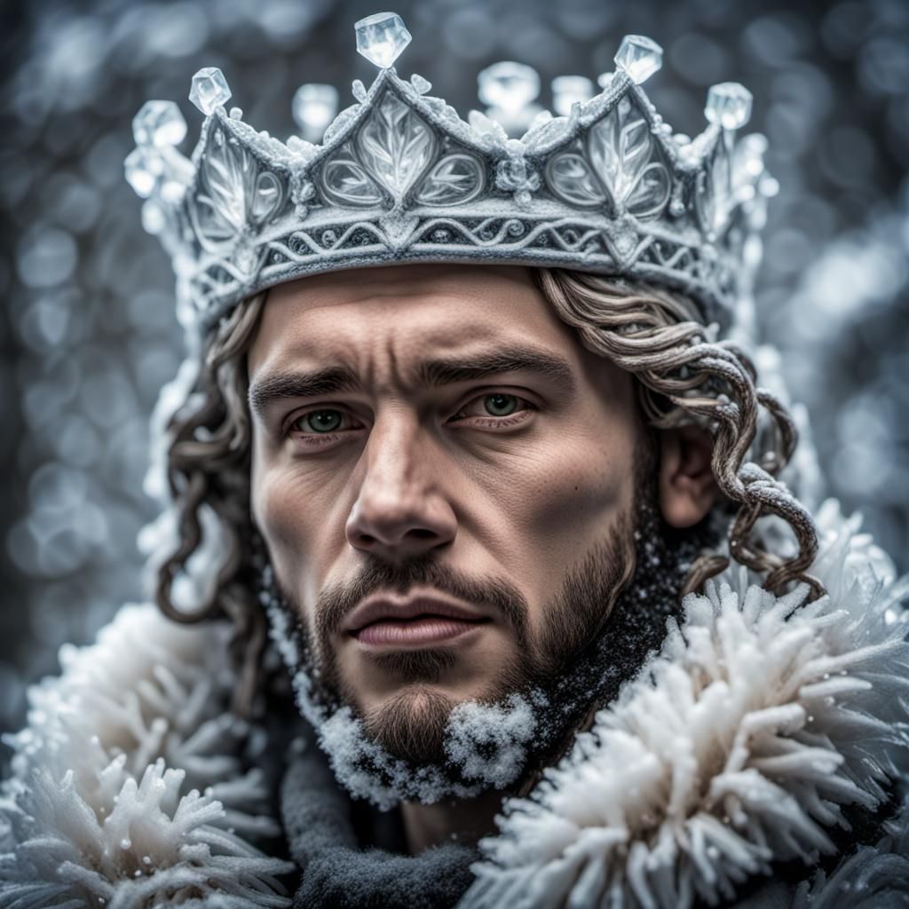 Winter king wearing a wreath of ice on his head like a crown - AI ...