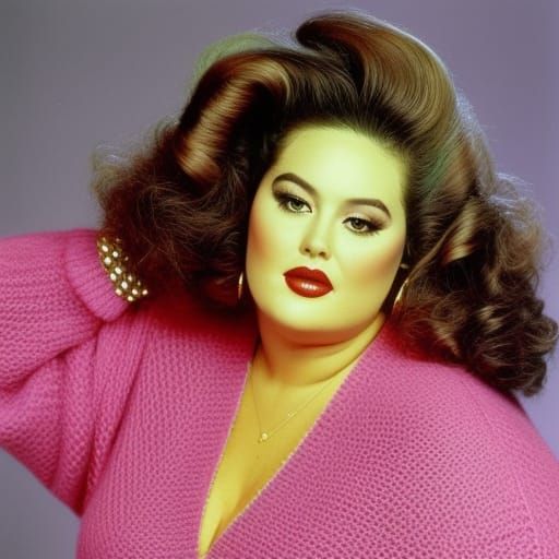 Plus size chubby, 1980s glamour shot, neo expressionism, larger than ...