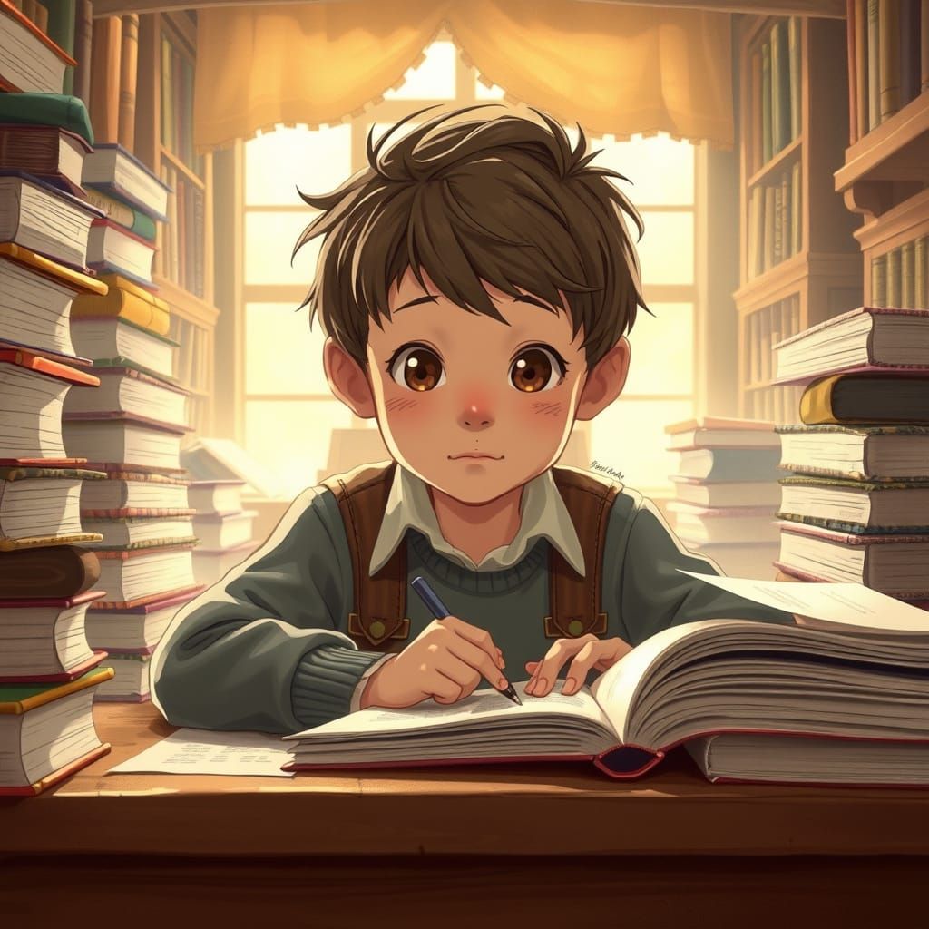 a boy that s study - Intense Study Session in a Whimsical L...