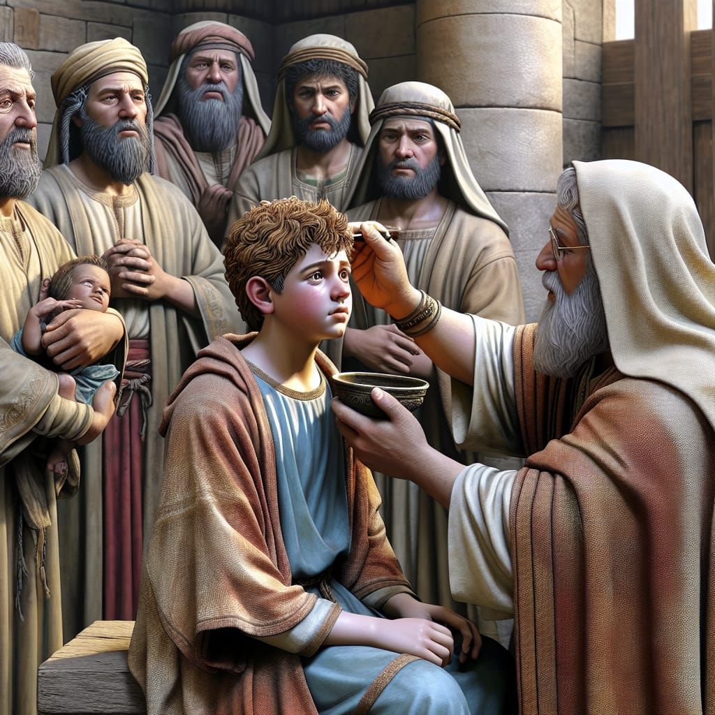 David's Anointing as a Young Hebrew Shepherd - AI Art