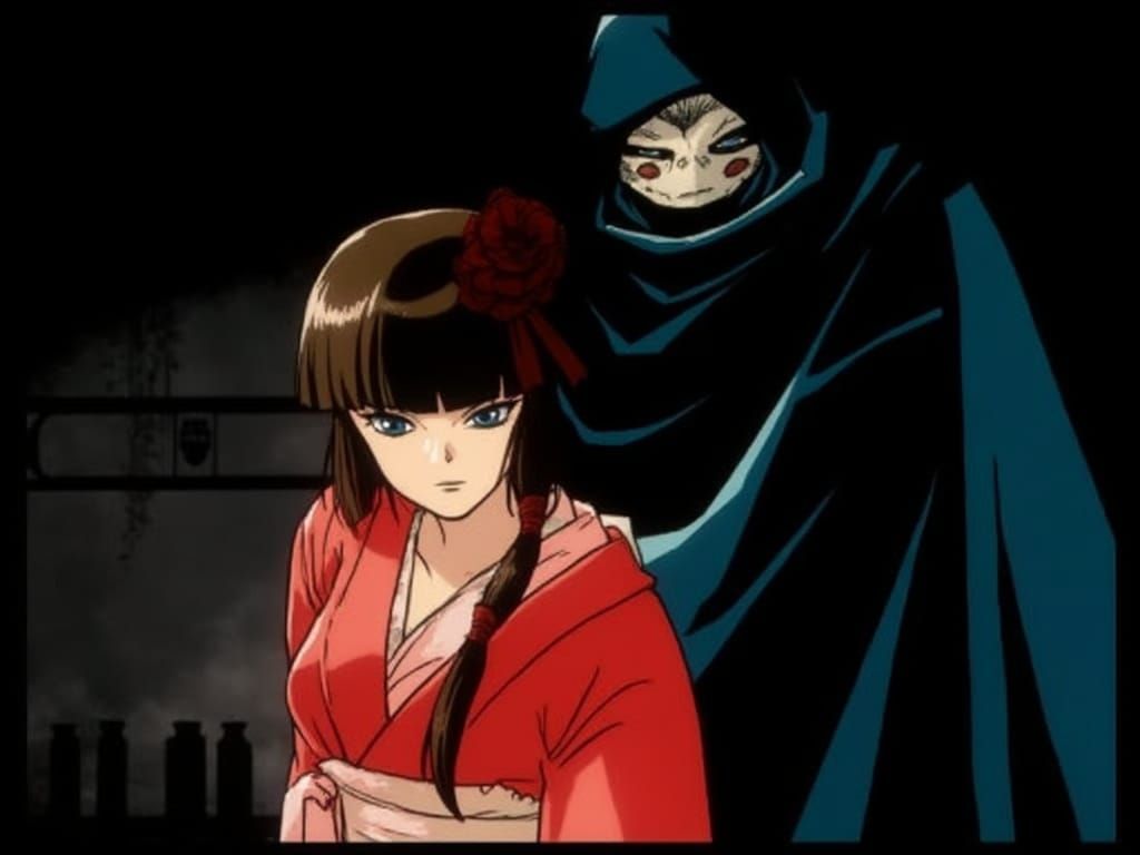 Vampire Princess Miyu and larva, ghostly spirit with a Japanese mask ...