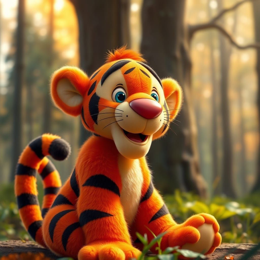 Tigger - Vibrant Tigger in Sun-Dappled Woodland