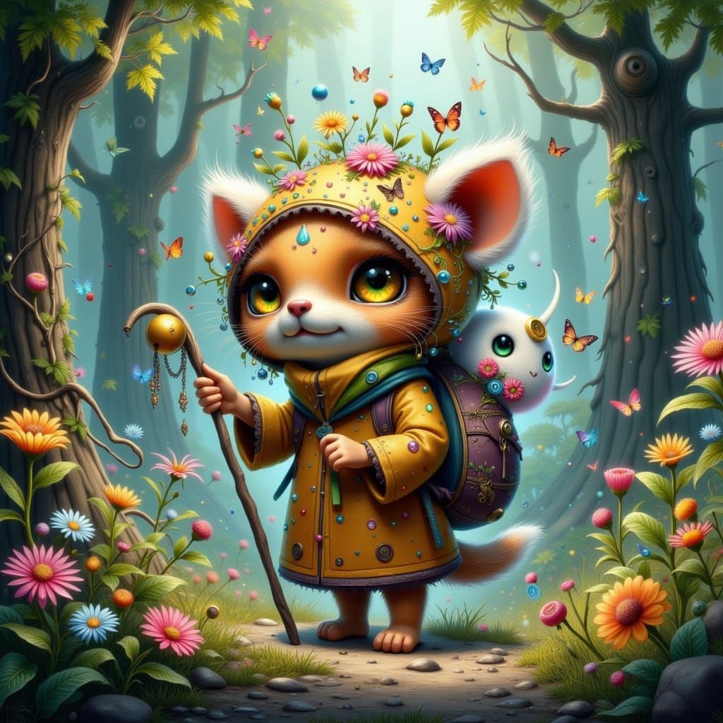 Whimsical Snail-Cheetah in Enchanted Forest - AI Art
