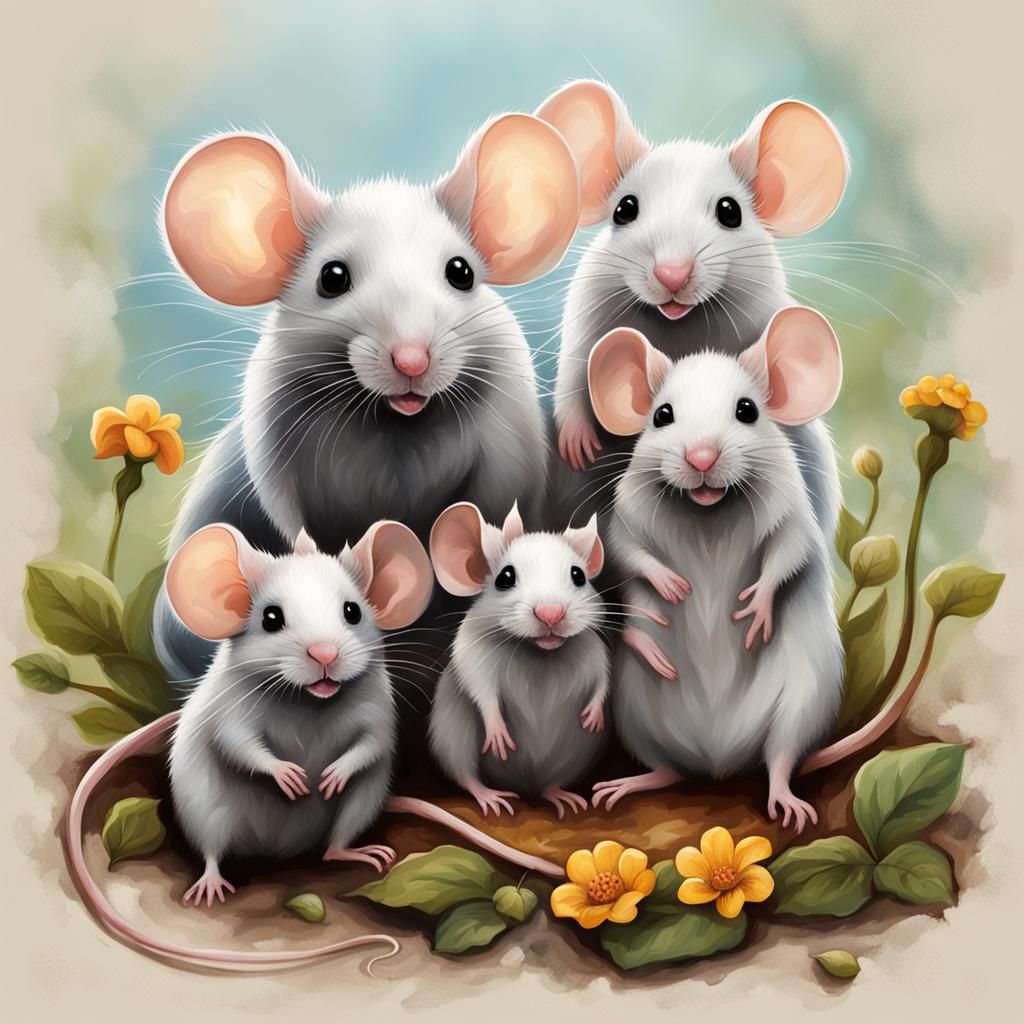 A family portrait of a cute mice family. - AI Generated Artwork ...