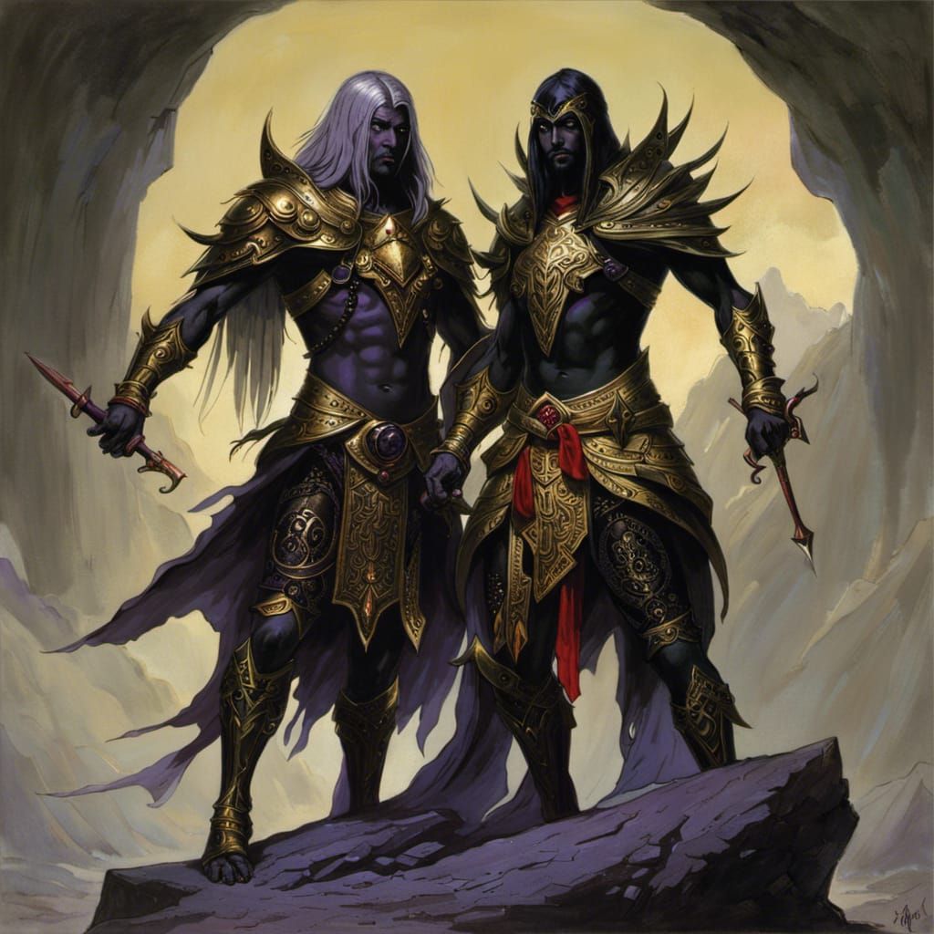 Drow brothers planning an ambush - AI Generated Artwork - NightCafe Creator