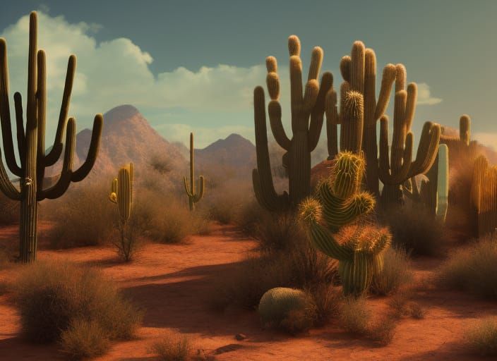 Cinematic Arizona Desert Cacti - AI Generated Artwork - NightCafe Creator