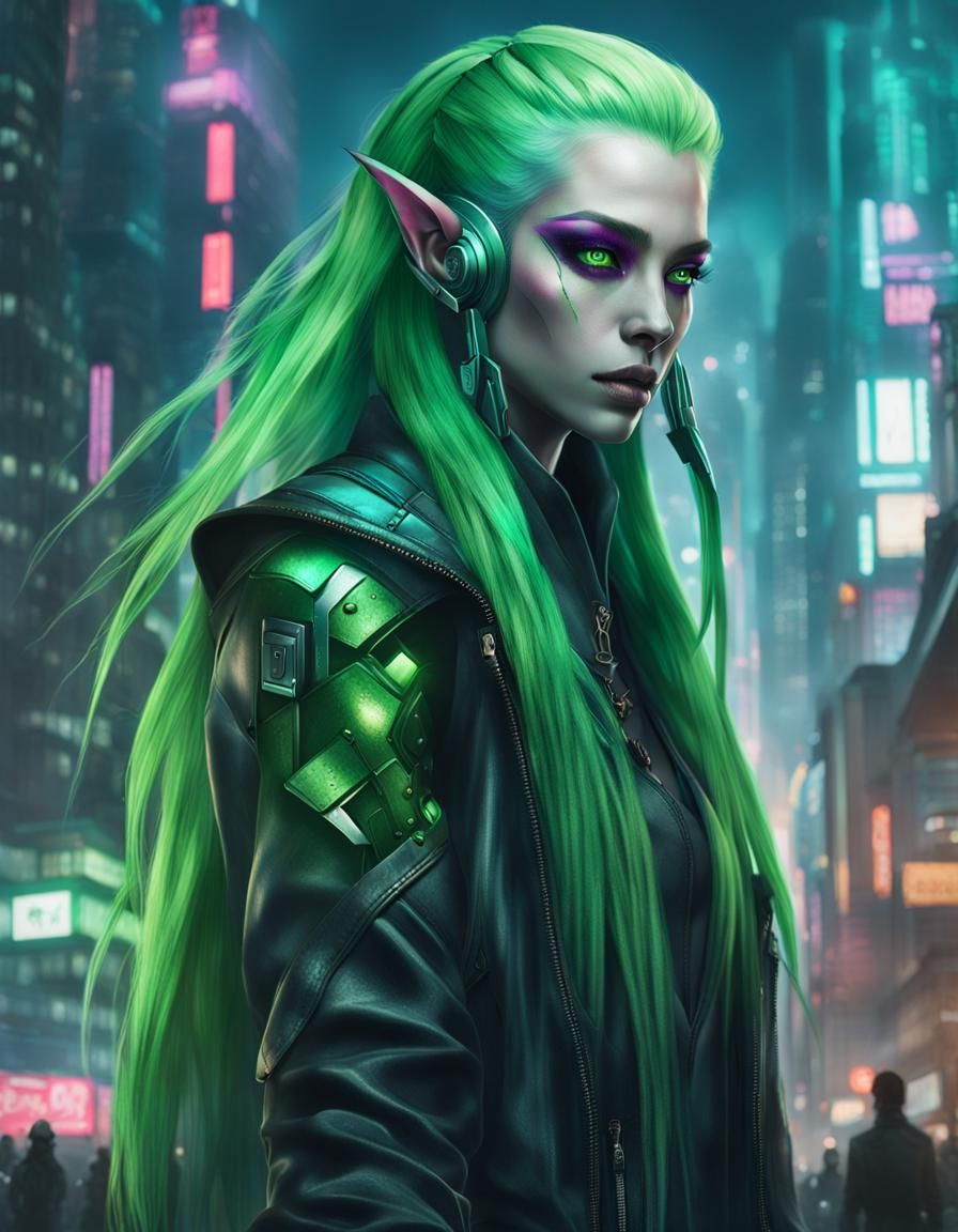 Cyber-punk dark elf Goddess - AI Generated Artwork - NightCafe Creator