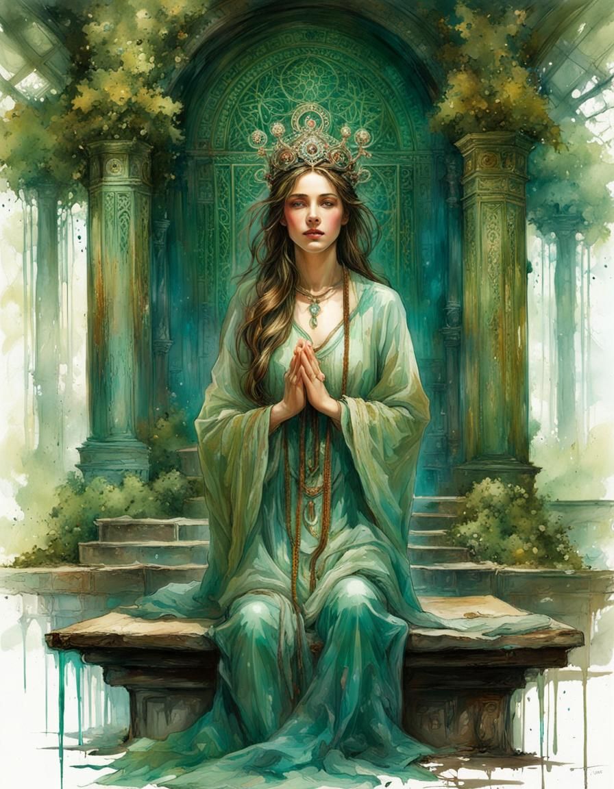 woodland priestess in green - AI Generated Artwork - NightCafe Creator