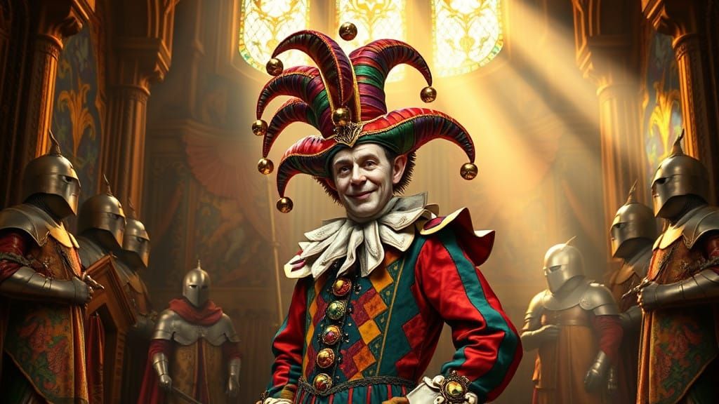 Medieval Jester in Vibrant Rococo Style - AI Art