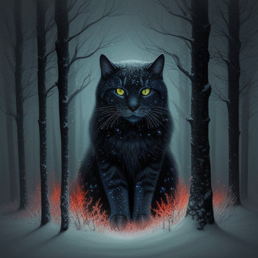 Yule cat by Zdzislaw Beksinski - Surreal Yule Cat in Dark Wi...