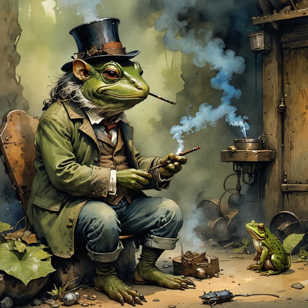 Smoking Frog - AI Generated Artwork - NightCafe Creator