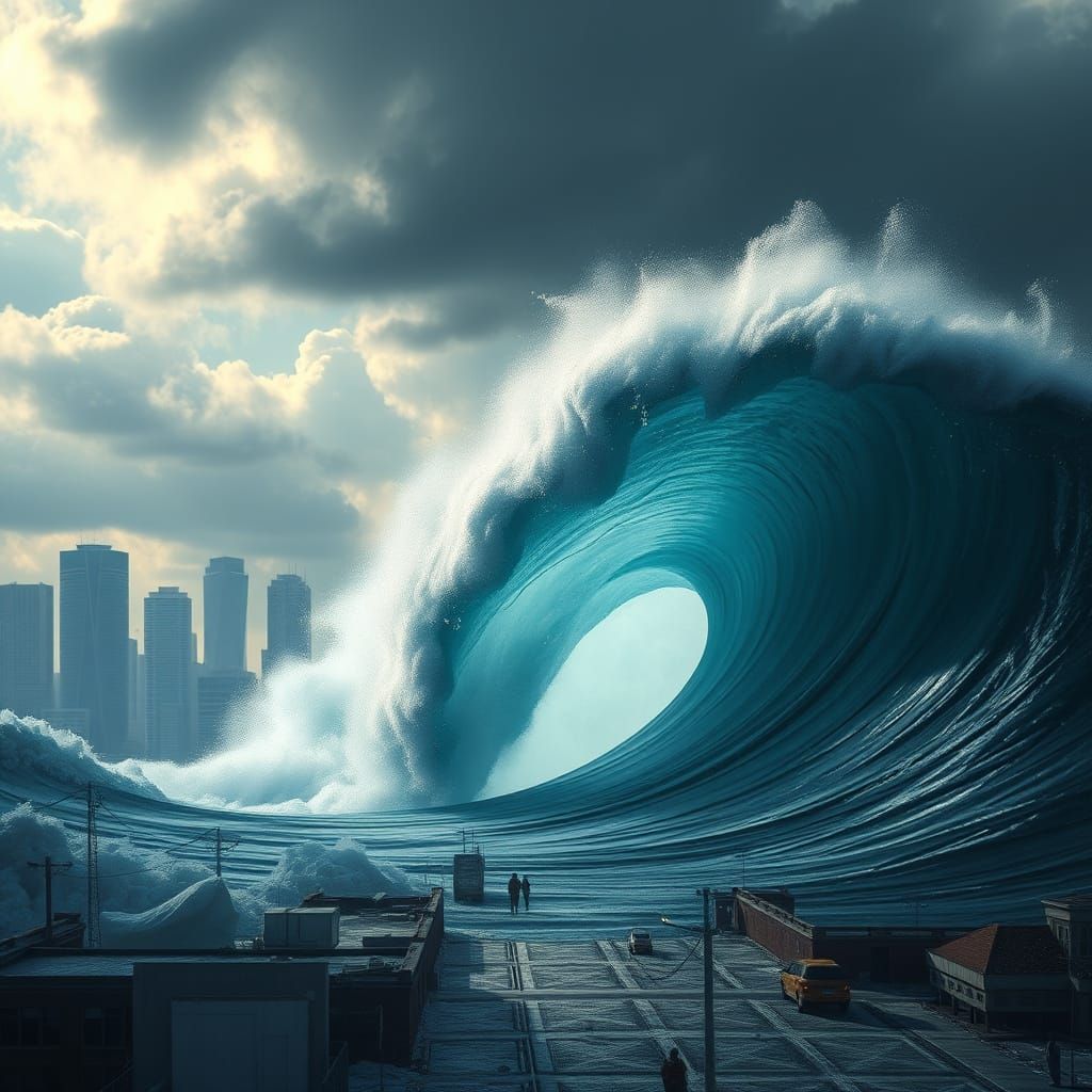 Surreal Tsunami Wave Engulfs Toronto in Dramatic, ... - AI Art