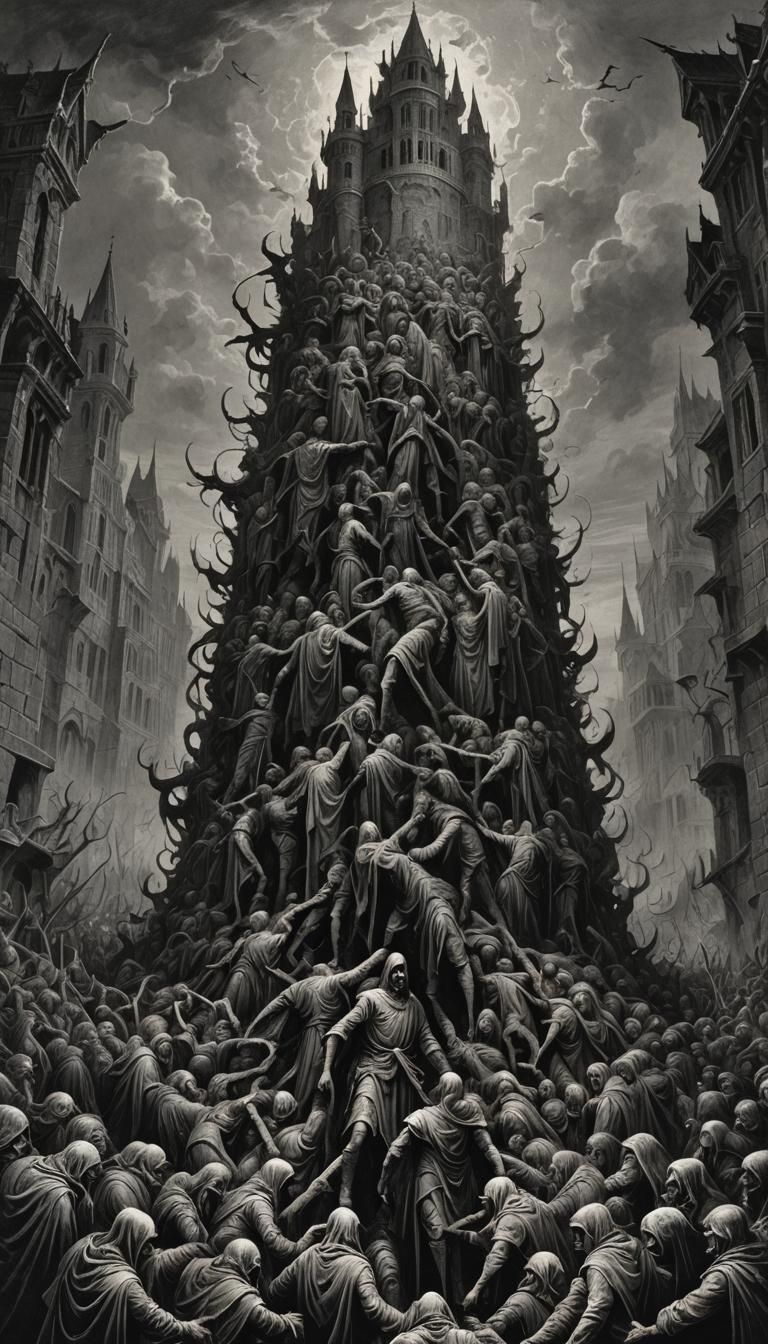 A tower of flesh and faces - AI Generated Artwork - NightCafe Creator
