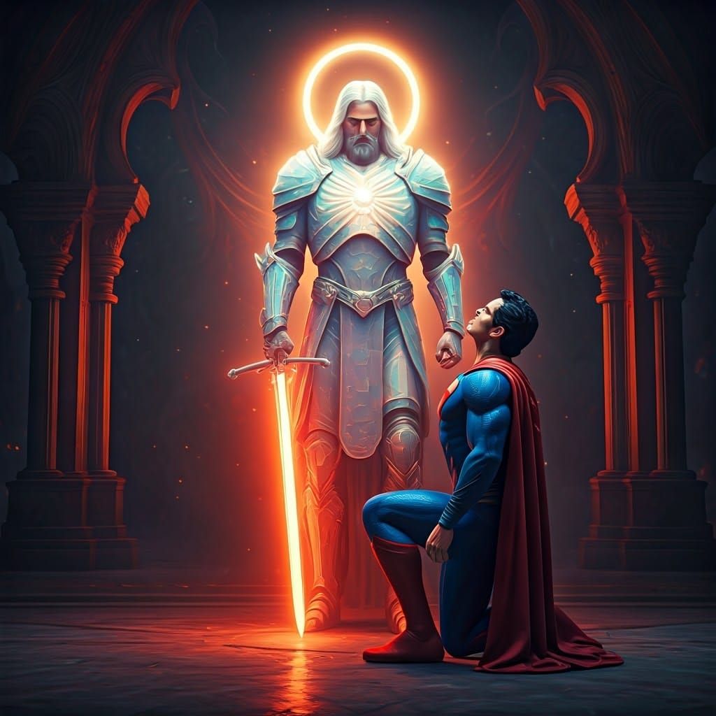 Superman Meets Jesus Christ in a Majestic, Dreamli... - AI Art