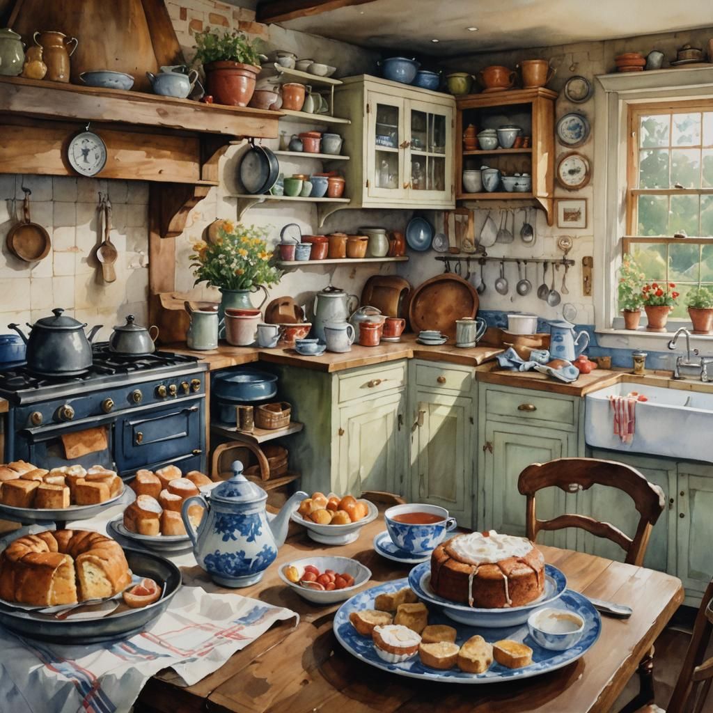 FARMHOUSE KITCHEN - AI Generated Artwork - NightCafe Creator