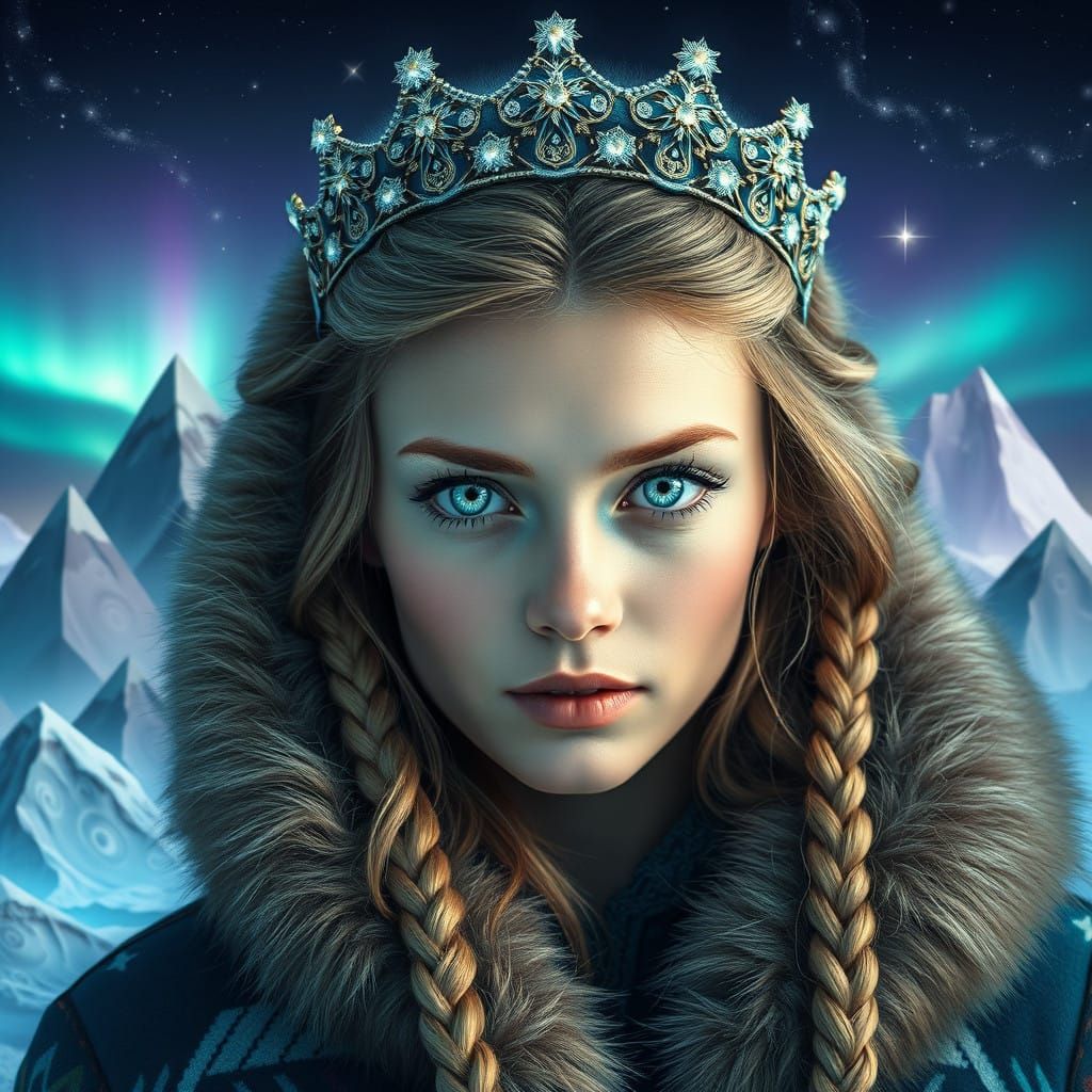 Radiant Saami Princess in Ethereal Regalia - AI Art