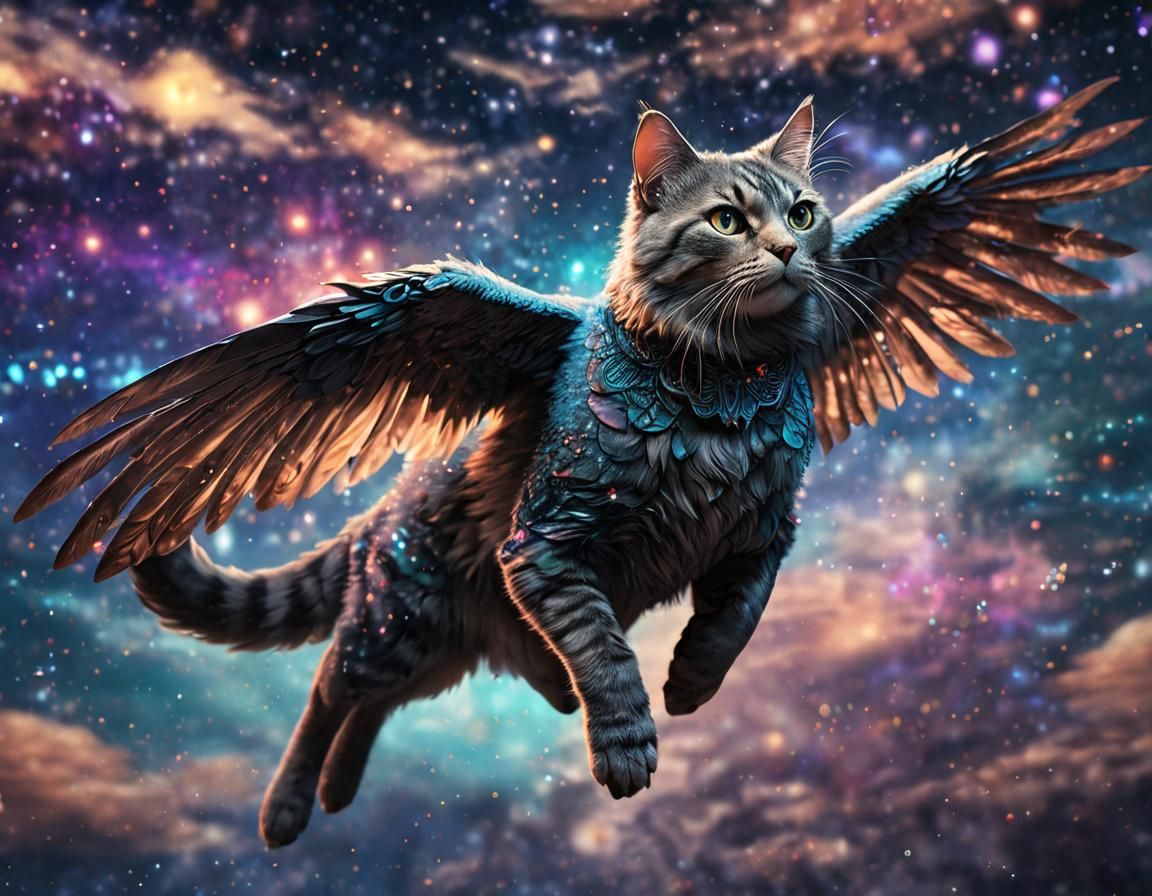 The flying cat - AI Generated Artwork - NightCafe Creator