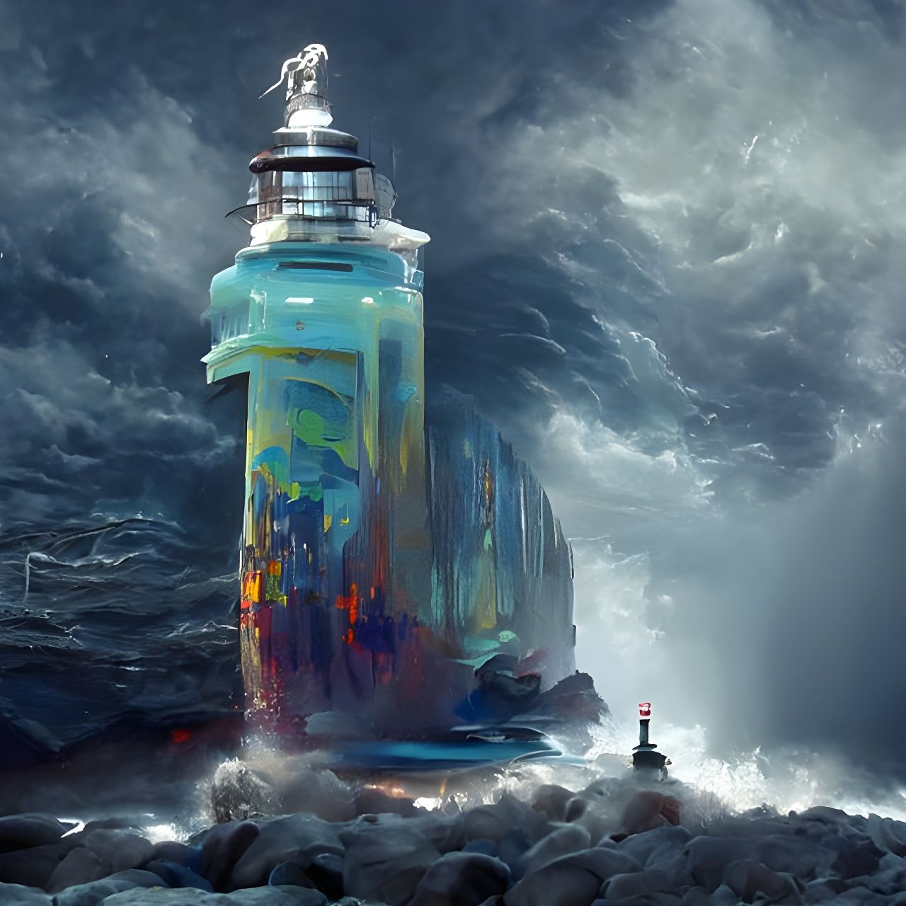 Painted lighthouse - AI Generated Artwork - NightCafe Creator