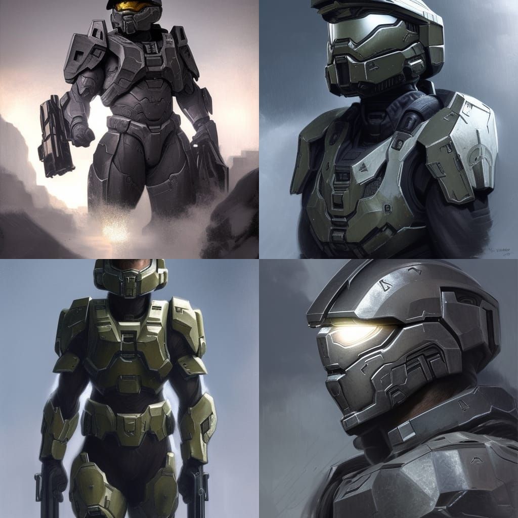 Halo spartan soviet soldier heavily armored detailed blacked-out armor ...