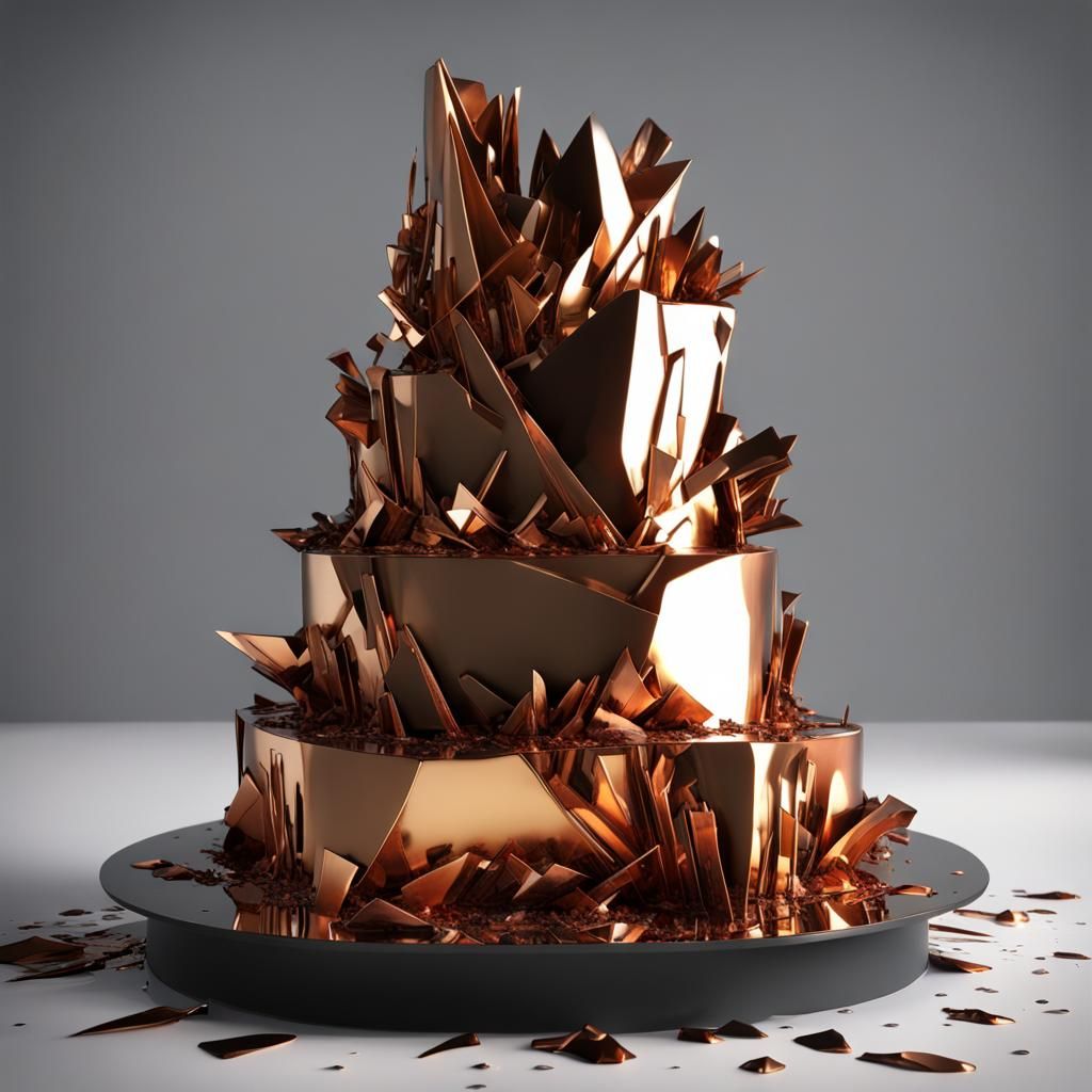 Shiny metal shards welded together to create a wedding cake sculpture ...