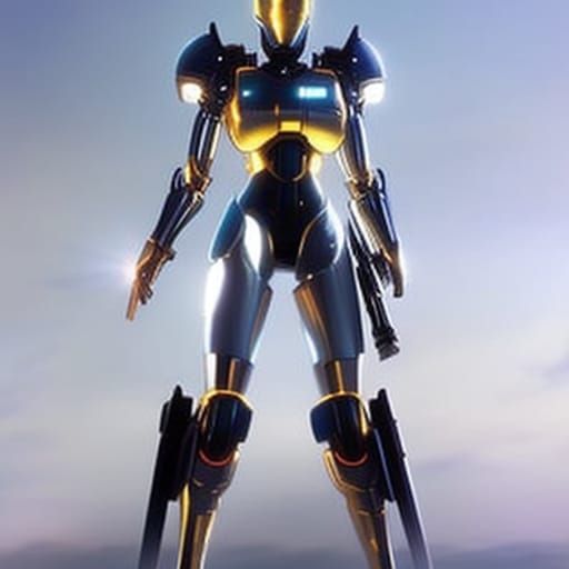 fantasy sparkly shiny golden cyborg, futuristic, perfect composition ...