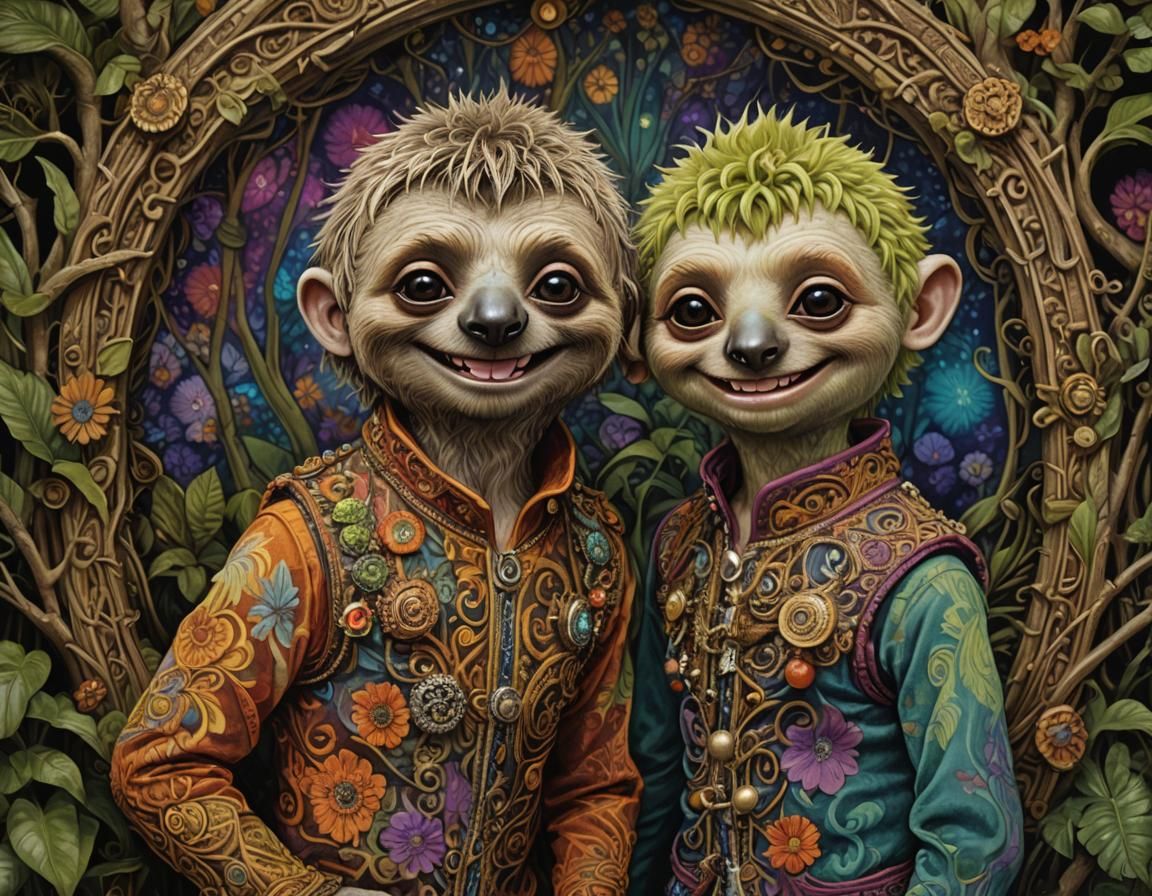 The magic male sloth couple - AI Generated Artwork - NightCafe Creator