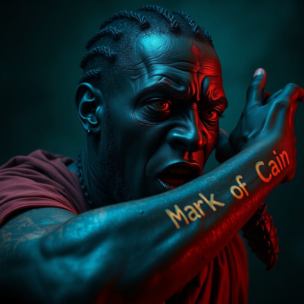 Regretful Figure in the Mark of Cain - AI Art