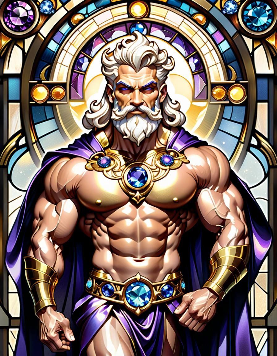 Chibi Stained Glass Zeus - AI Generated Artwork - NightCafe Creator