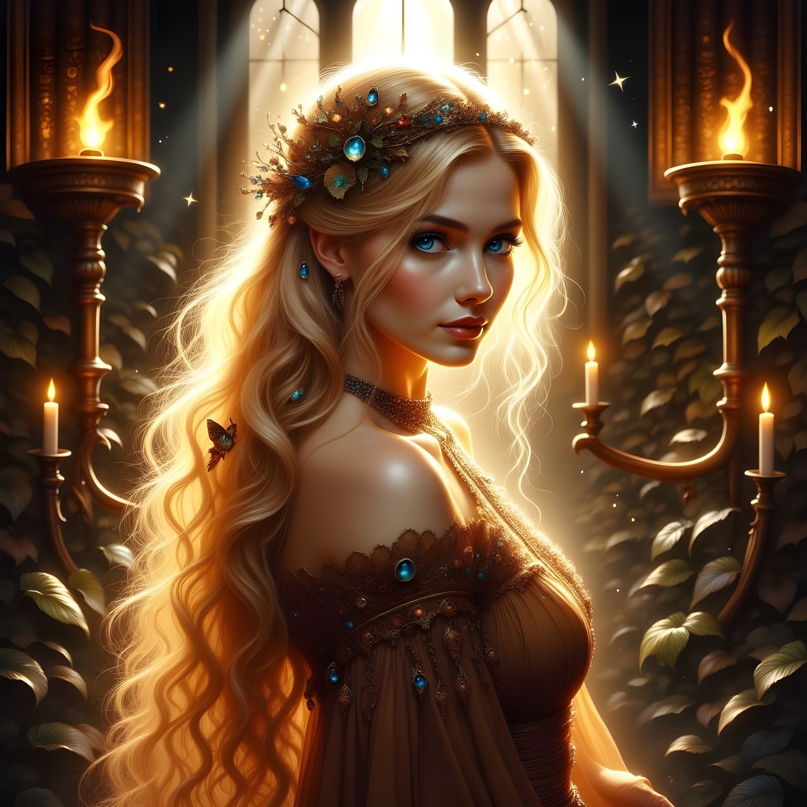 Sunset in the Castle - Ethereal Norse Goddess in Mystical Ca...