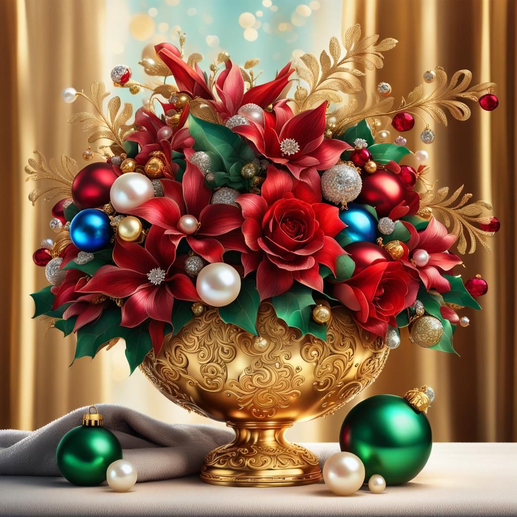 a beautiful amazing Design of sumptuous christmas vase surrounded by ...