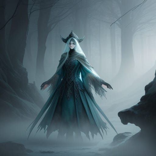 Pale Shadow Wisp - Ethereal Pale Shadow Wisp in Icy Blue-Gr...