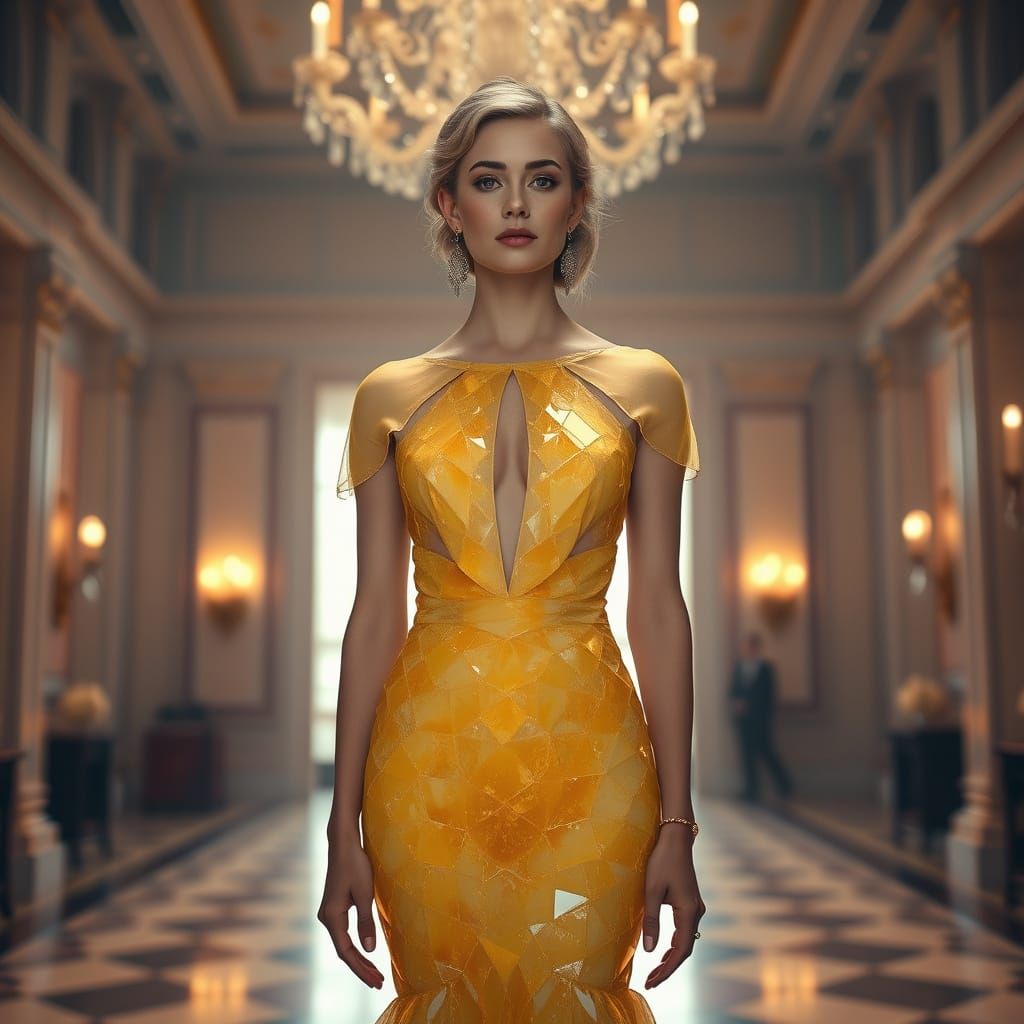 Elegant Woman in Crystal Geode Mermaid Dress with ... - AI Art