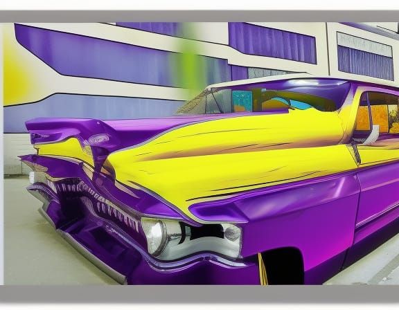 Violet Purple paintclassic lowrider car racing in a carfest splash ...