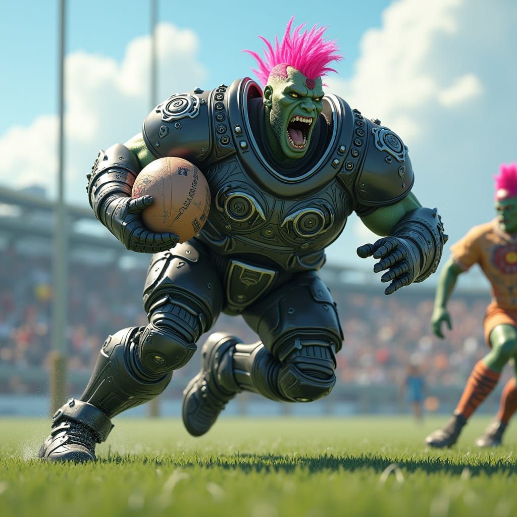Orcish Gridiron player - Rugby Player vs Space Orc in Futuri...
